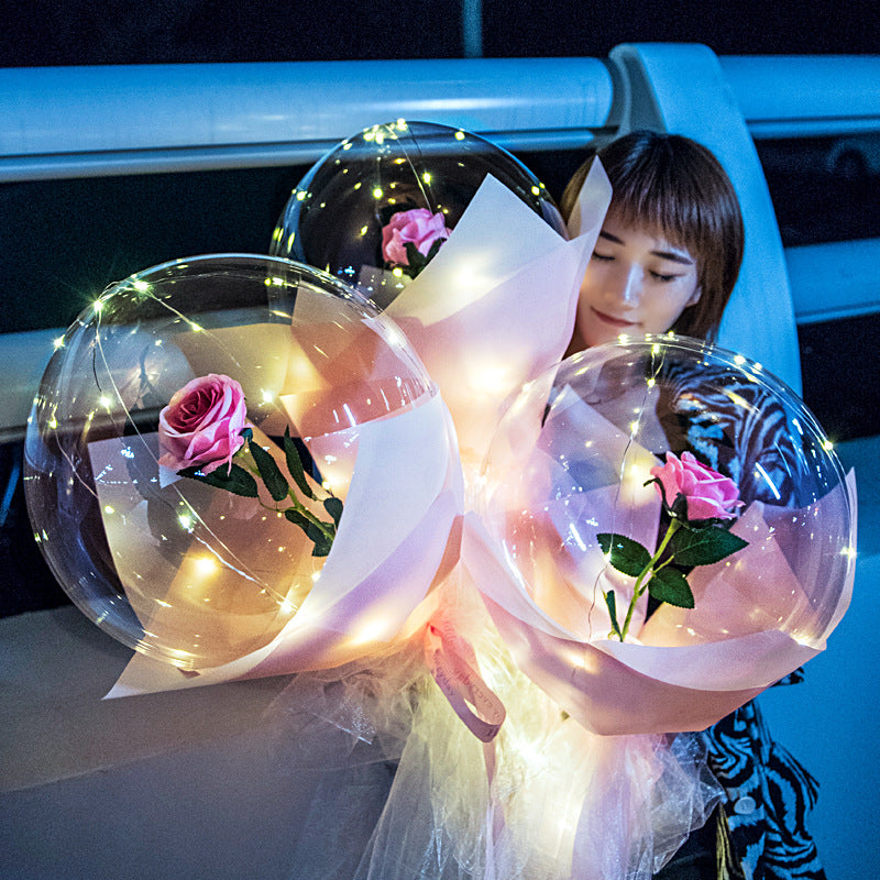 LED Luminous Balloon Rose Bouquet (Matte Paper Packaging ) – kitchoria ...