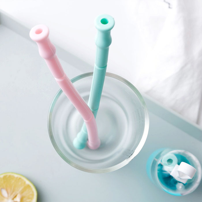 Reusable Collapsible Silicone Straws with case and Cleaning Brush ...