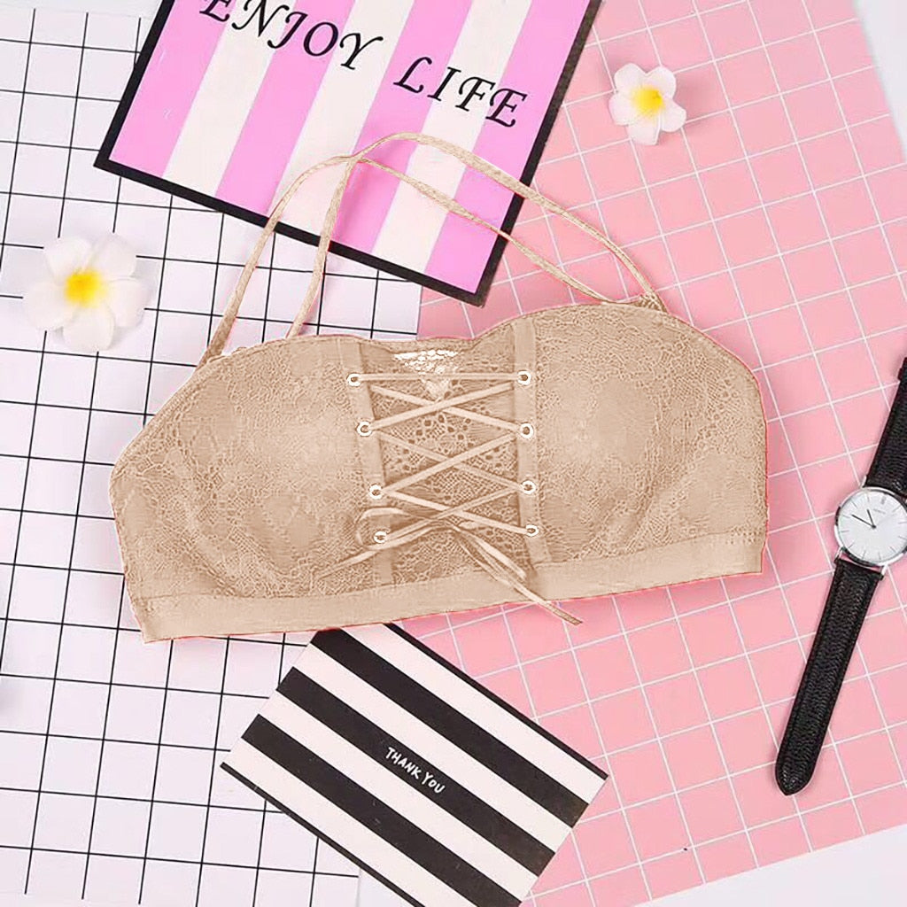 Lace Strapless Drawstring Bandeau Bras – kitchoria Eco Shop